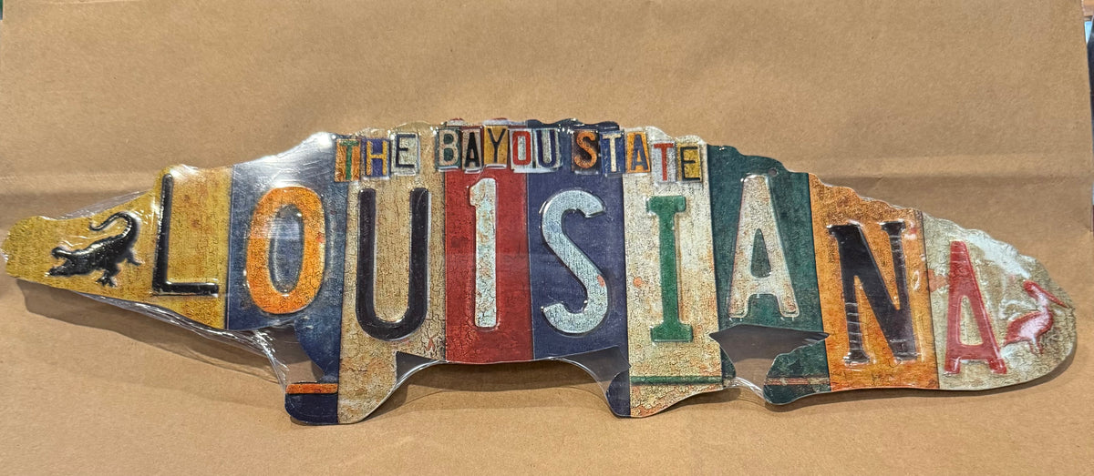15” Gator Patchwork Louisiana License sign – Alligator King
