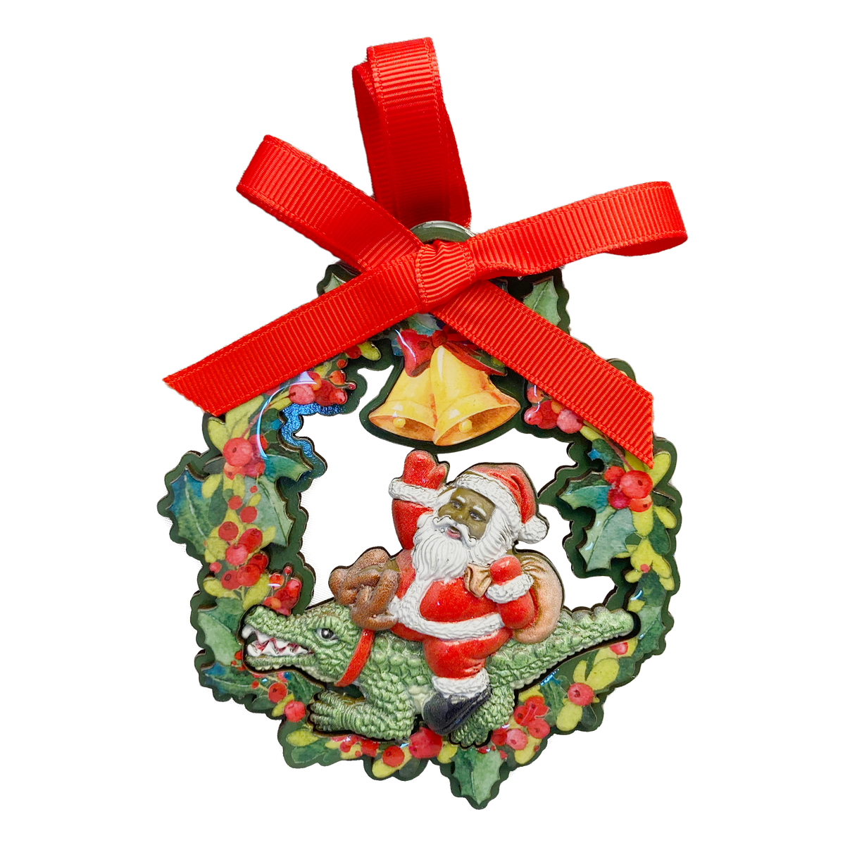 Black Santa Gator Wreath Ornament – Alligator King