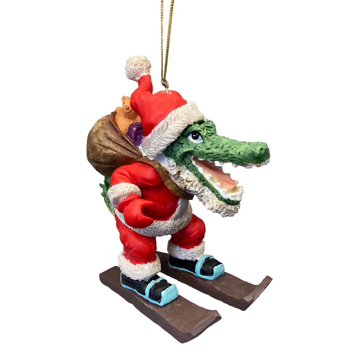 Skiing Santa Gator Ornament | Alligator King