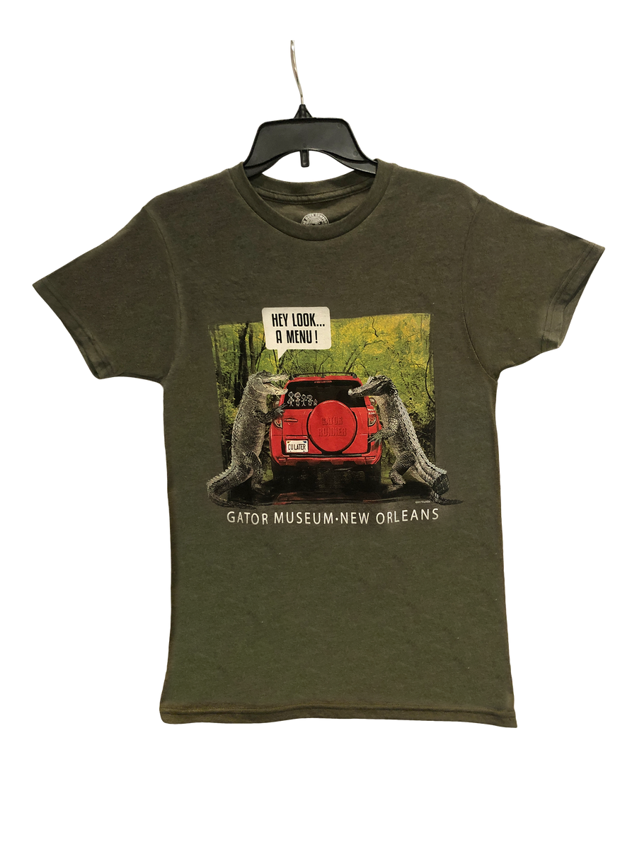 Oh Look! Gators can read Stick Figure! Gator Menu Gator Museum T-Shirt ...